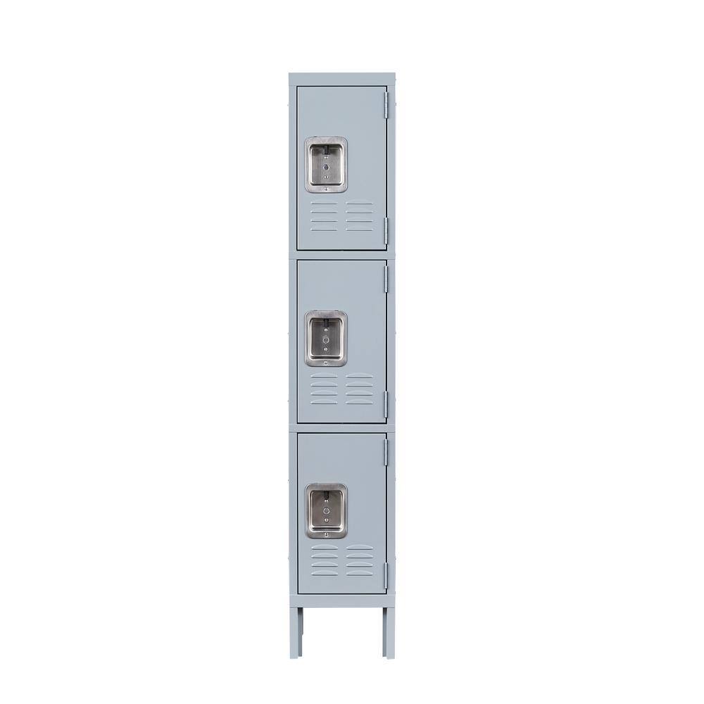 3-Tier Gray Locker Storage Cabinet with 3-Doors SN822C-210 - The Home Depot