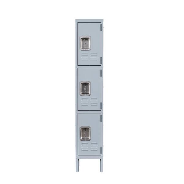 3-Tier Gray Locker Storage Cabinet with 3-Doors SN822C-210 - The Home Depot