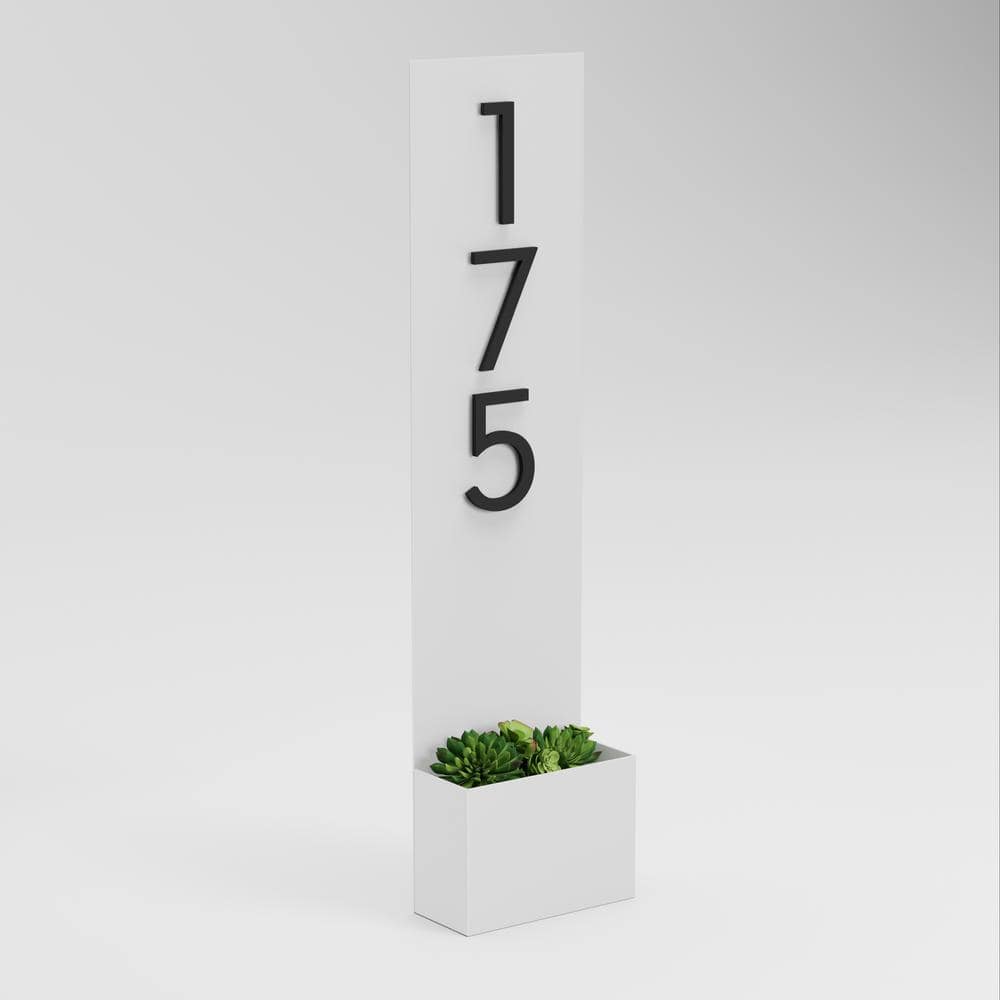 POST & PORCH Standing Tall Rectangle Address Planter standing-white ...