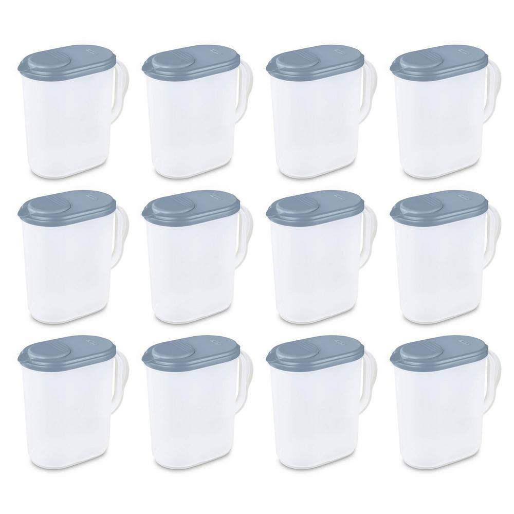 Sterilite 128 fl. oz. Washed Blue Pitcher with Lid, Plastic 12 x ...