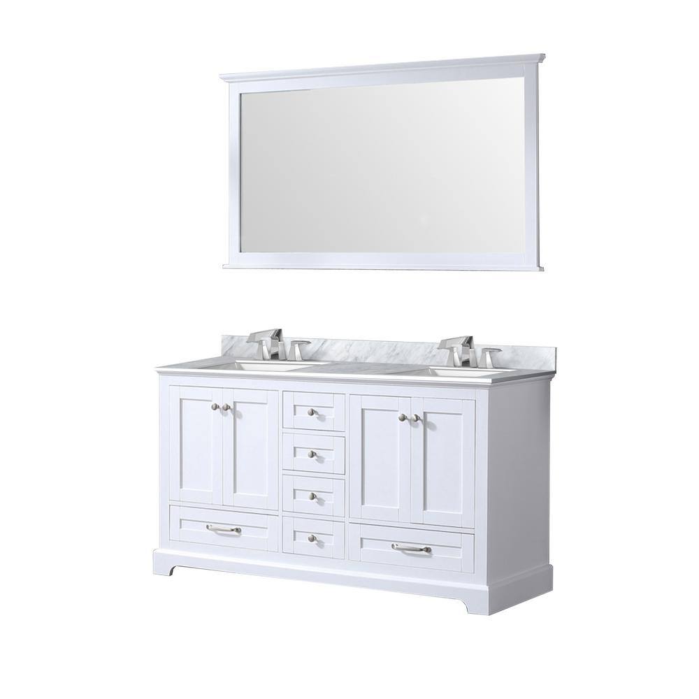 Lexora Dukes 60 in. W x 22 in. D White Double Bath Vanity without Top ...