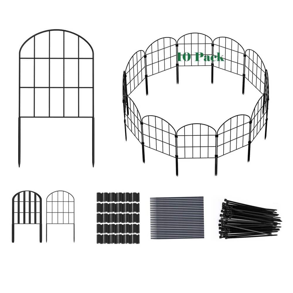 .N/A 24in Metal Garden Fence Panels 10 Pack No Dig Rustproof Wire ...