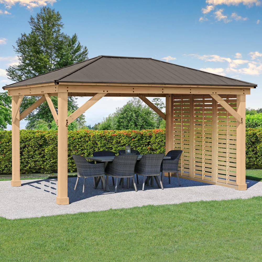 Yardistry Meridian 12 ft. x 16 ft. Premium Cedar Outdoor Patio Shade ...
