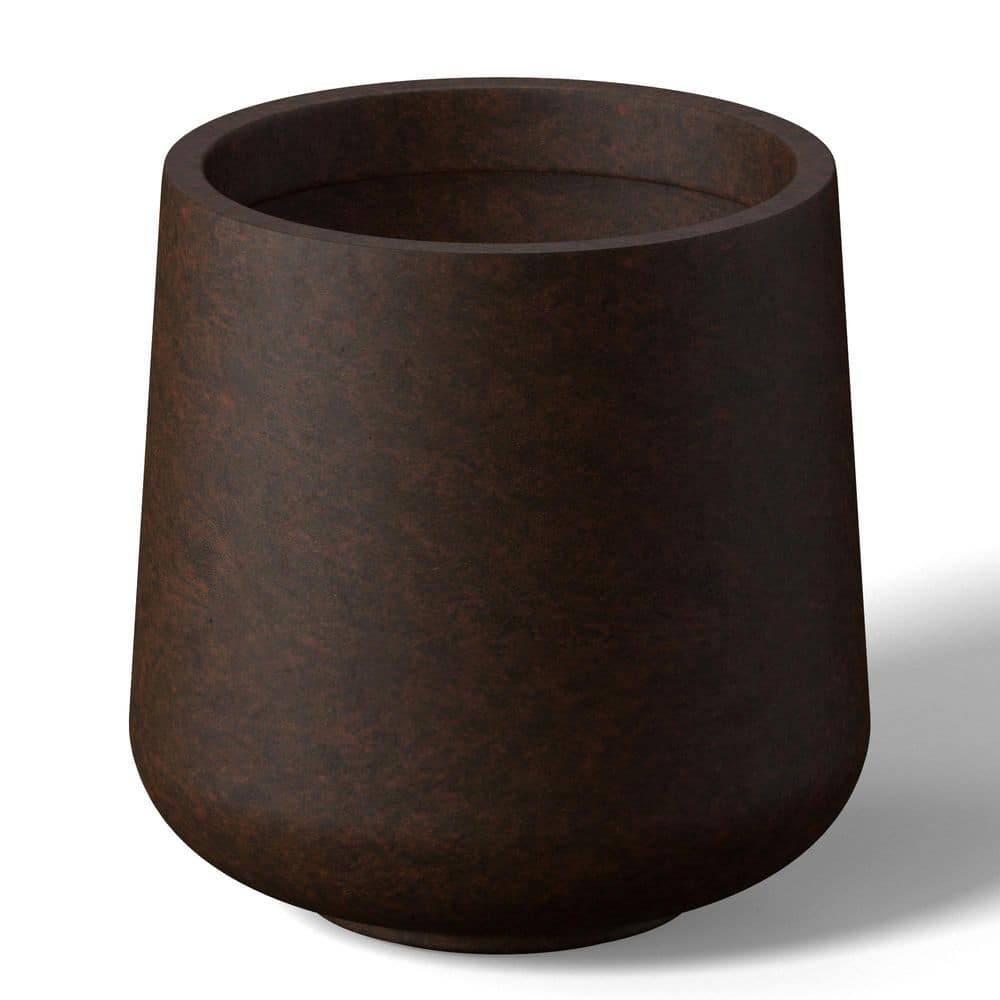 Morrava 17 in. Large Earthy Brown(Enhanced Core) Concrete Round Planter ...