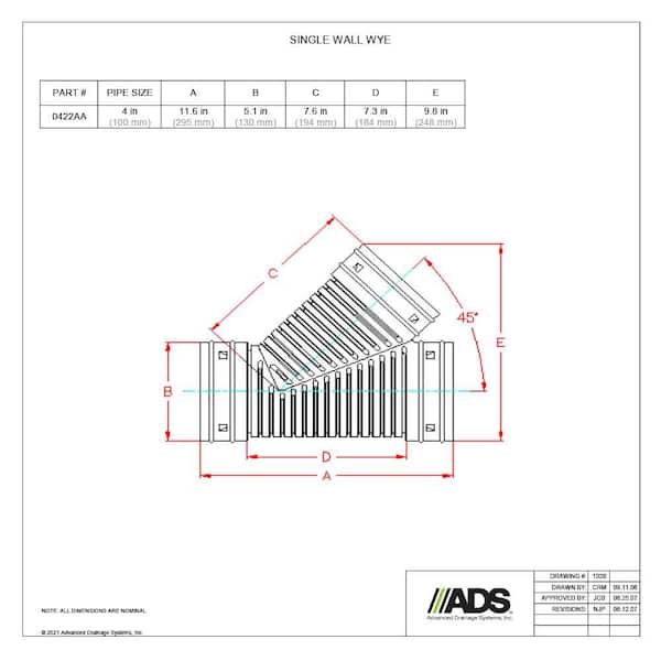 Wye Pipe Fittings Dimensions Genova Wye, Hub, 3" Pipe Size Pipe