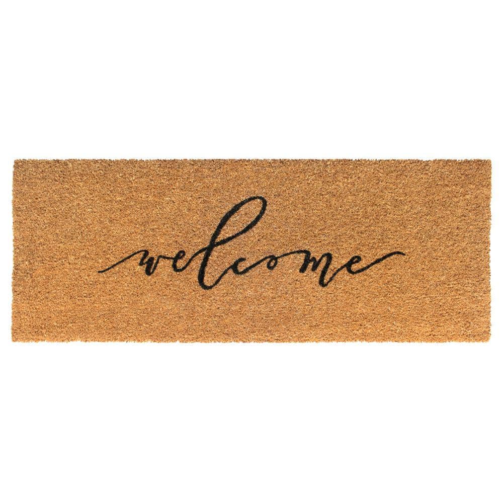 RugSmith Black Scripty Welcome 18 in. x 48 in. Doormat DM10691 - The ...