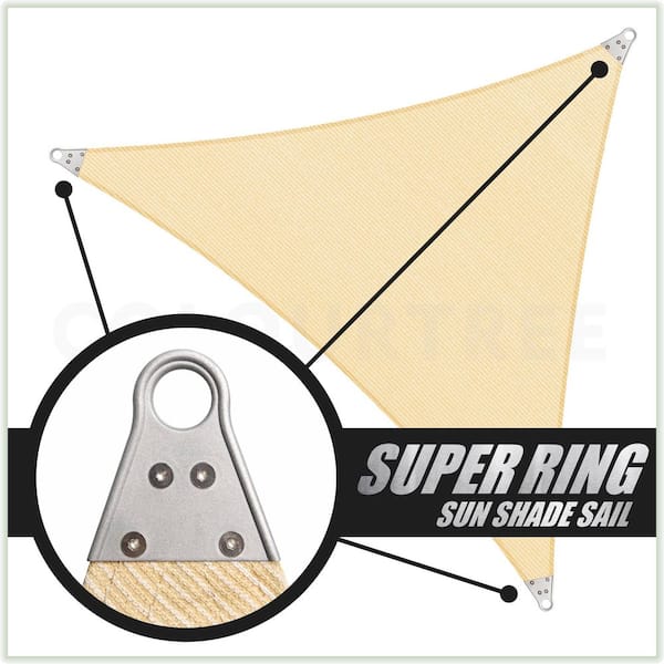 AMGO Super Ring 26 ft. x 26 ft. x 26 ft. Triangle Sun Shade Sail with ...