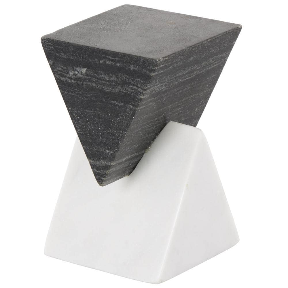 Litton Lane White 4 in. x 7 in. Marble Ceramic Stacked Pyramid ...