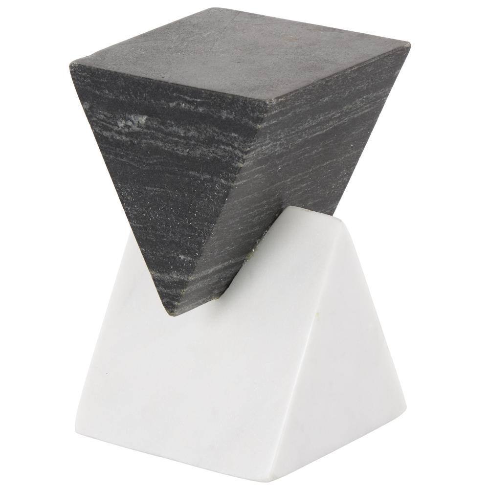 Litton Lane White 4 in. x 7 in. Marble Ceramic Stacked Pyramid ...
