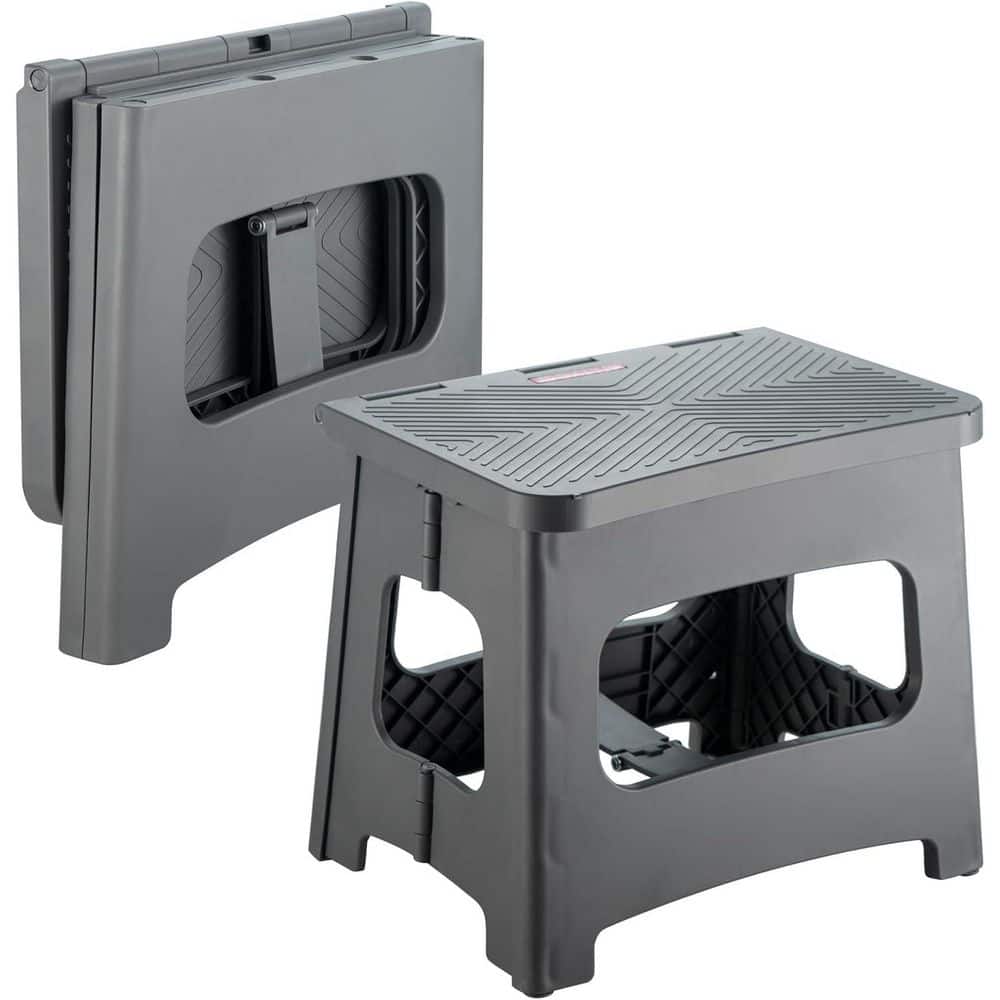 KIWDZFU 11 in. Reach Plastic Non-Slip Folding Step Stool Holds Up to ...