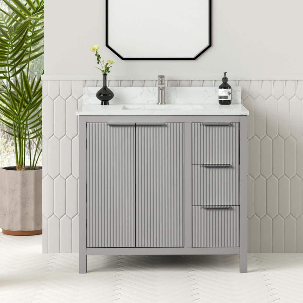 HOMEVY STUDIO Binghamton 36 in. W x 22 in. D x 35 in. H Single Sink ...