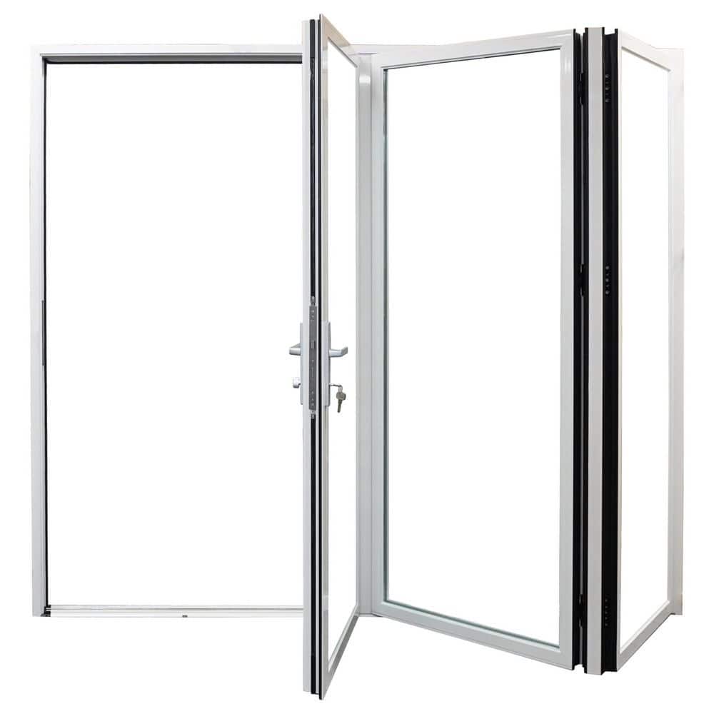 TEZA DOORS Teza 85 Series 108 in. x 80 in. Gloss White Left to Right Folding Aluminum Bi-Fold ...