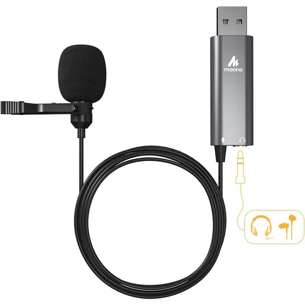 Lukyamzn Universal Microphone USB Plug with Headphones Jack Metal in ...