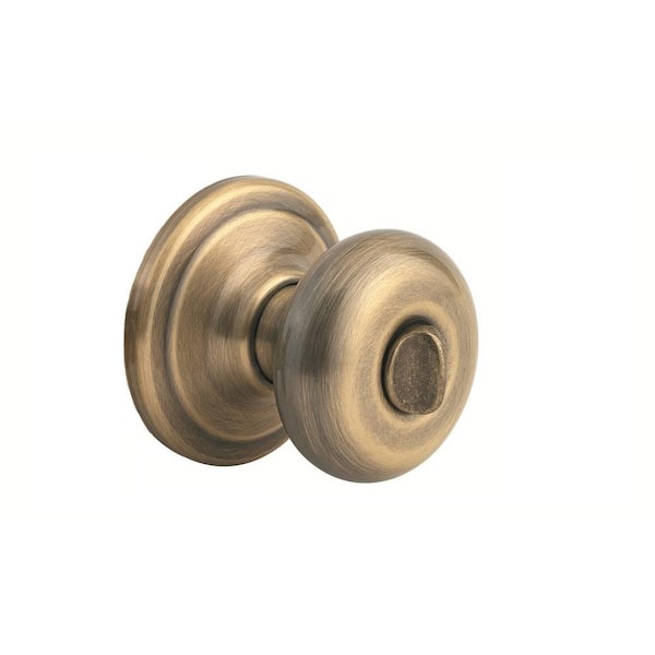 Kwikset Juno Antique Brass Privacy Bed/Bath Door Knob 730J 5 CP - The Home Depot