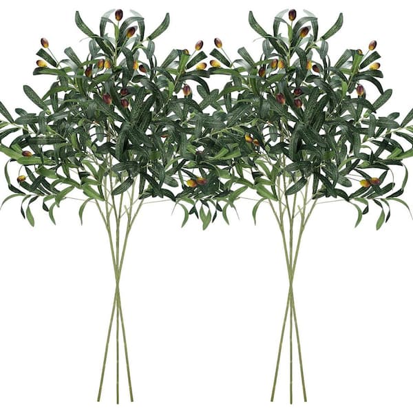 39 in. Green Artificial Olive Branch Stem 6 pcs Faux Greenery Branches ...