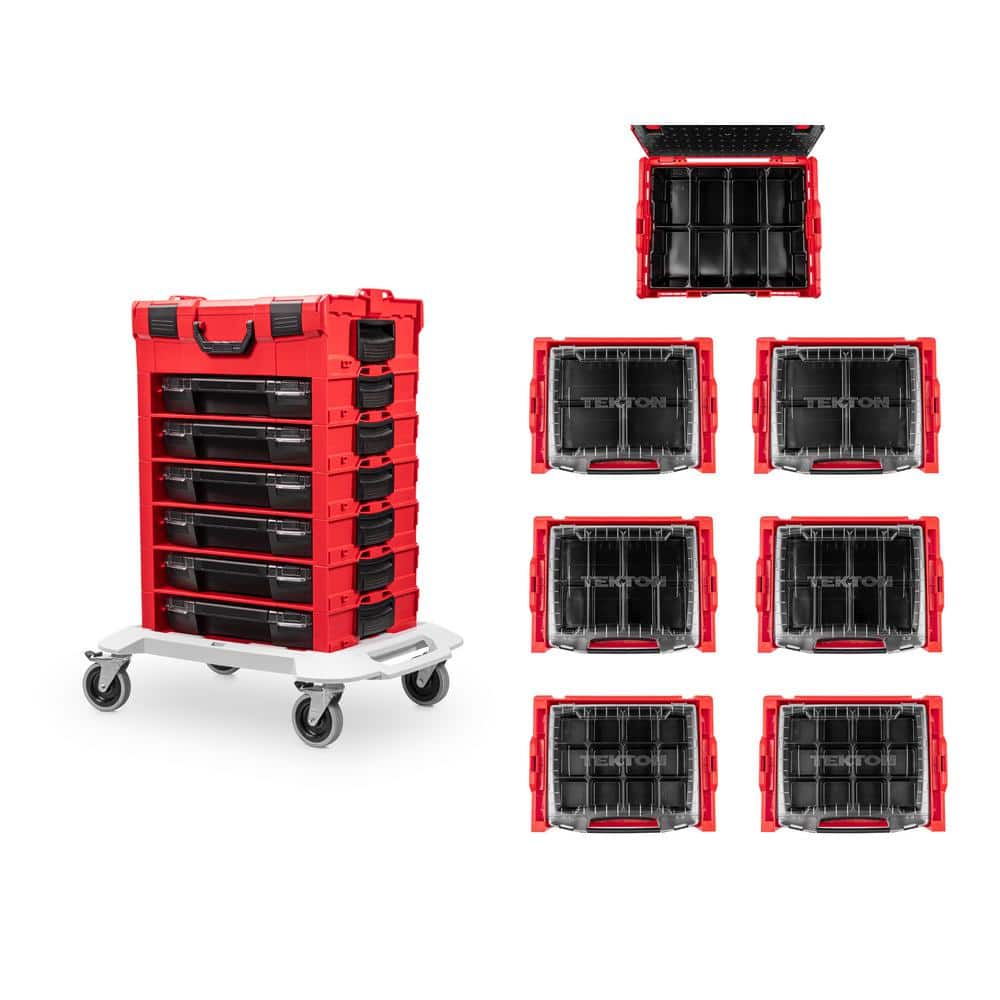 TEKTON 6-Drawer Modular Stacking Parts Organizer Cart (56 Compartments ...