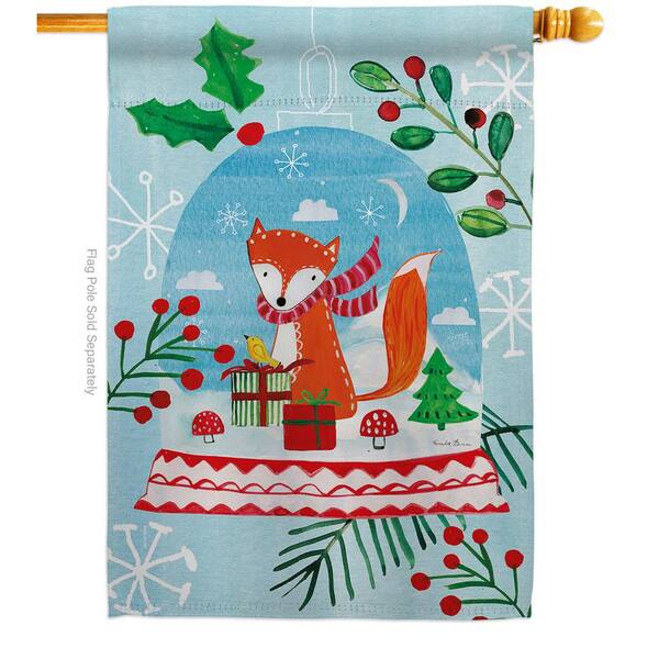 Buy 28 in. x 40 in. Snow Globe Fox Winter Wonderland House Flag Double ...