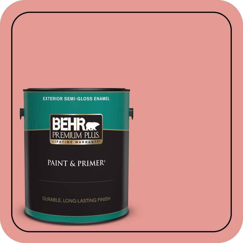 BEHR PREMIUM PLUS 1 gal. #160D-4 Strawberry Rose Semi-Gloss Enamel ...