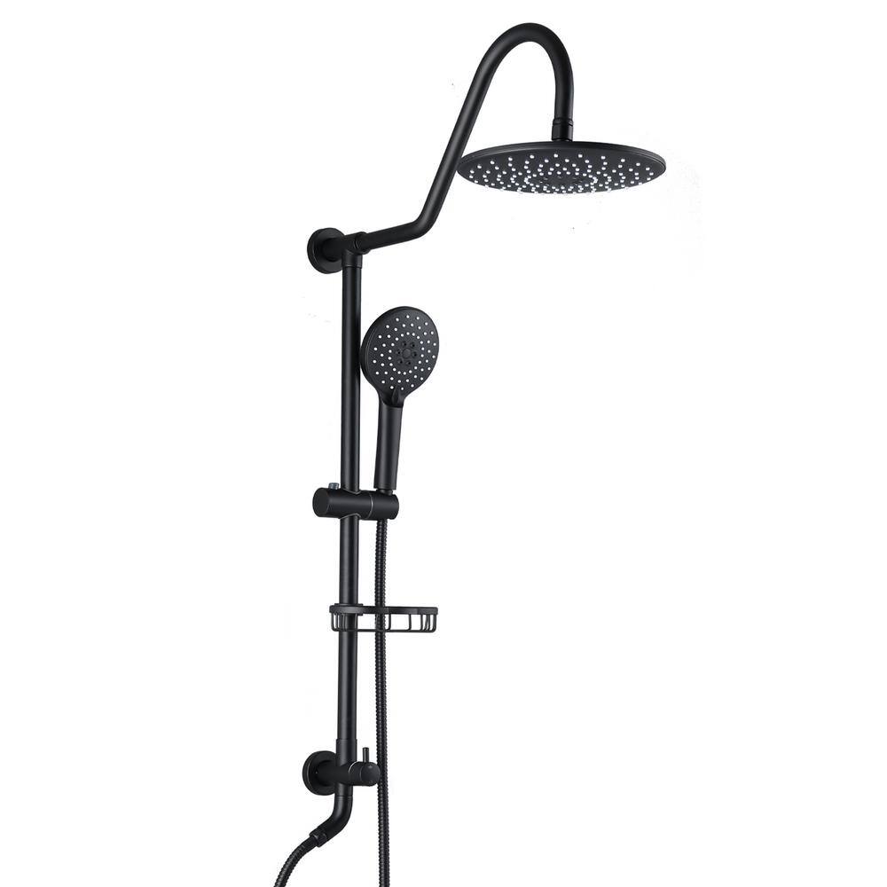 2-Spray Patterns 2.5 GPM Round 10 in. Wall Bar Shower Kit with Hand ...