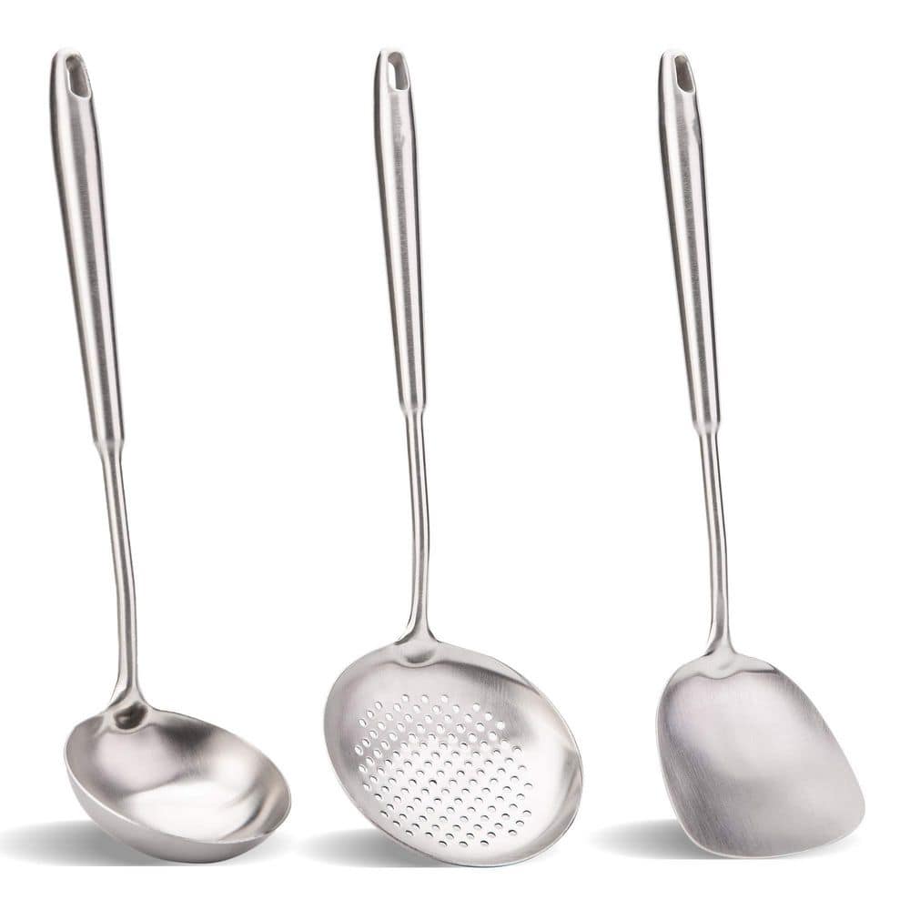 Wudkey Stainless Steel Kitchen Utensil Set, Including Wok Spatula ...