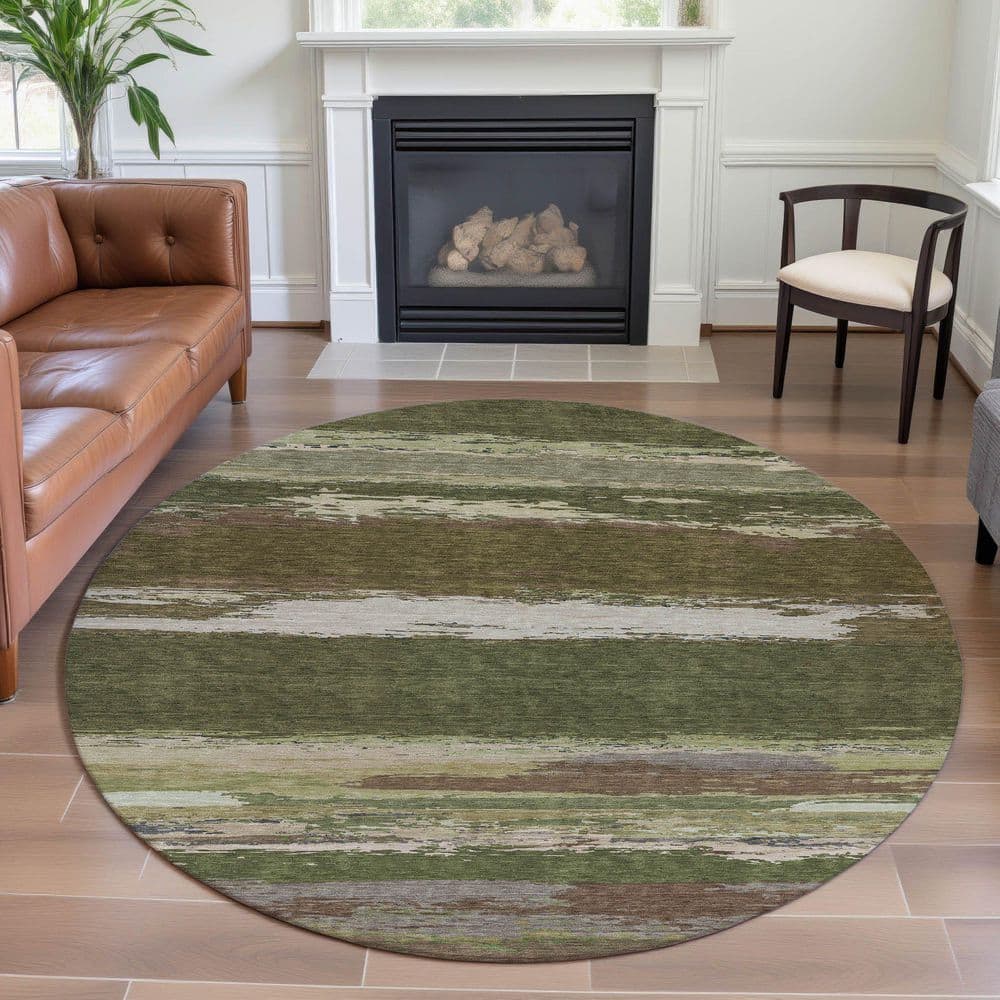 Addison Rugs Mayfield Premium Machine Washable Abstract AMF1280 Olive 8 ...
