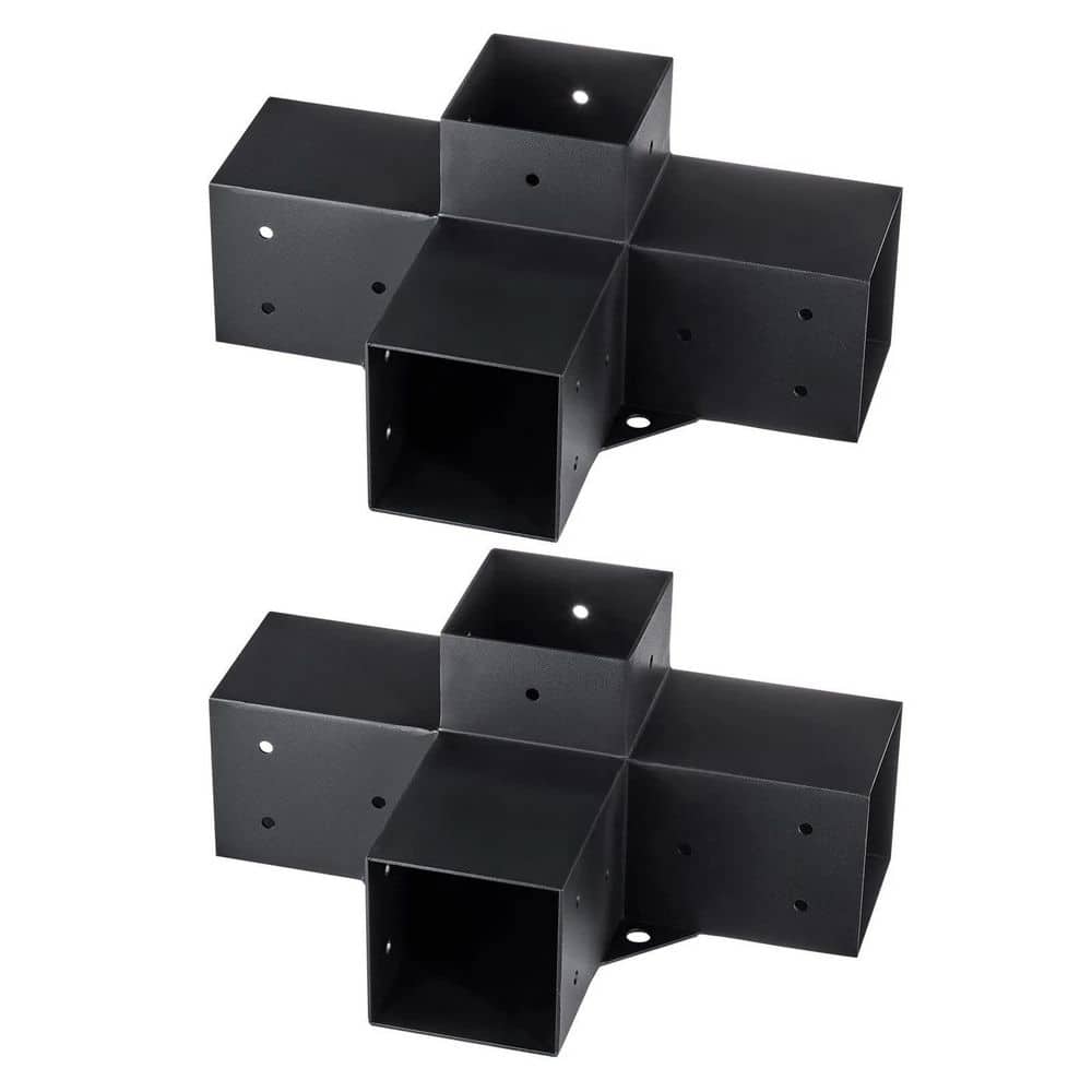 Amamoi 4 in. x 4 in. Carbon Steel Four-Way Pergola Bracket Kit 2pcs 4 ...