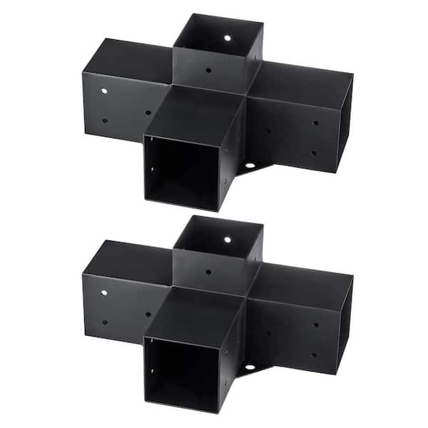 Amamoi 4 in. x 4 in. Carbon Steel Four-Way Pergola Bracket Kit 2pcs 4 ...