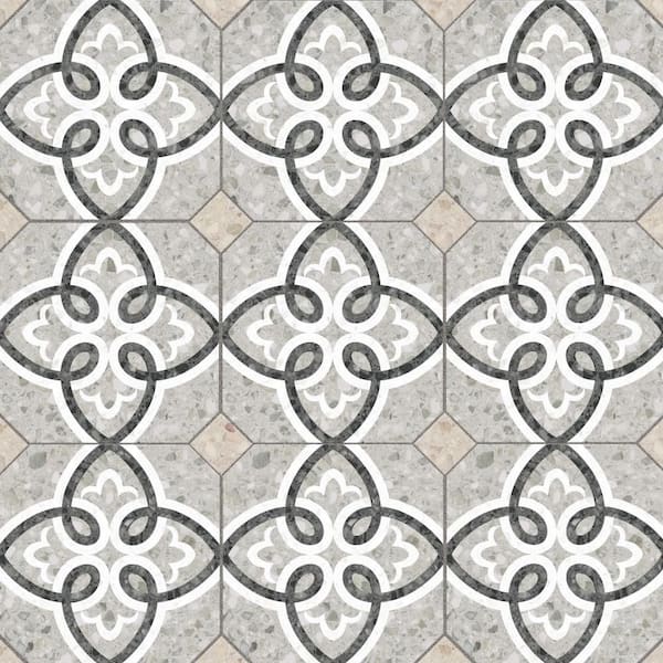Merola Tile Riviera Octagon Garde Gris with Taco Beige 8 in. x 8 in ...