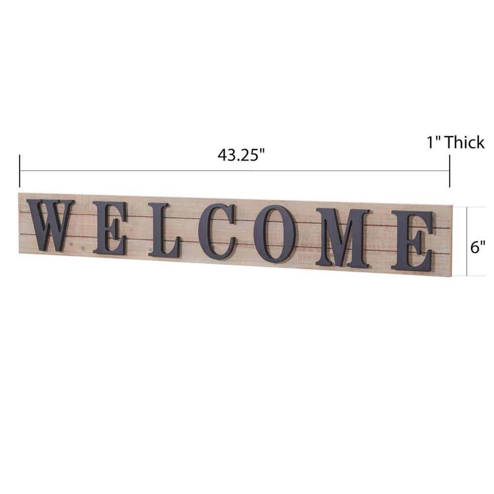 Buy Modern Farmhouse WELCOME Wood and Black Metal Decorative Sign ...