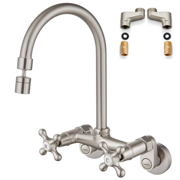 PICTURESQUE CENDU LLC Double Handle Wall Mount Standard Kitchen Faucet ...