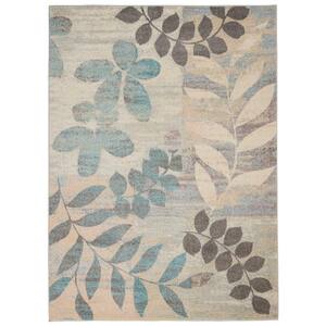 Nourison Tranquil Navy/Light Blue 4 ft. x 6 ft. Floral Contemporary ...