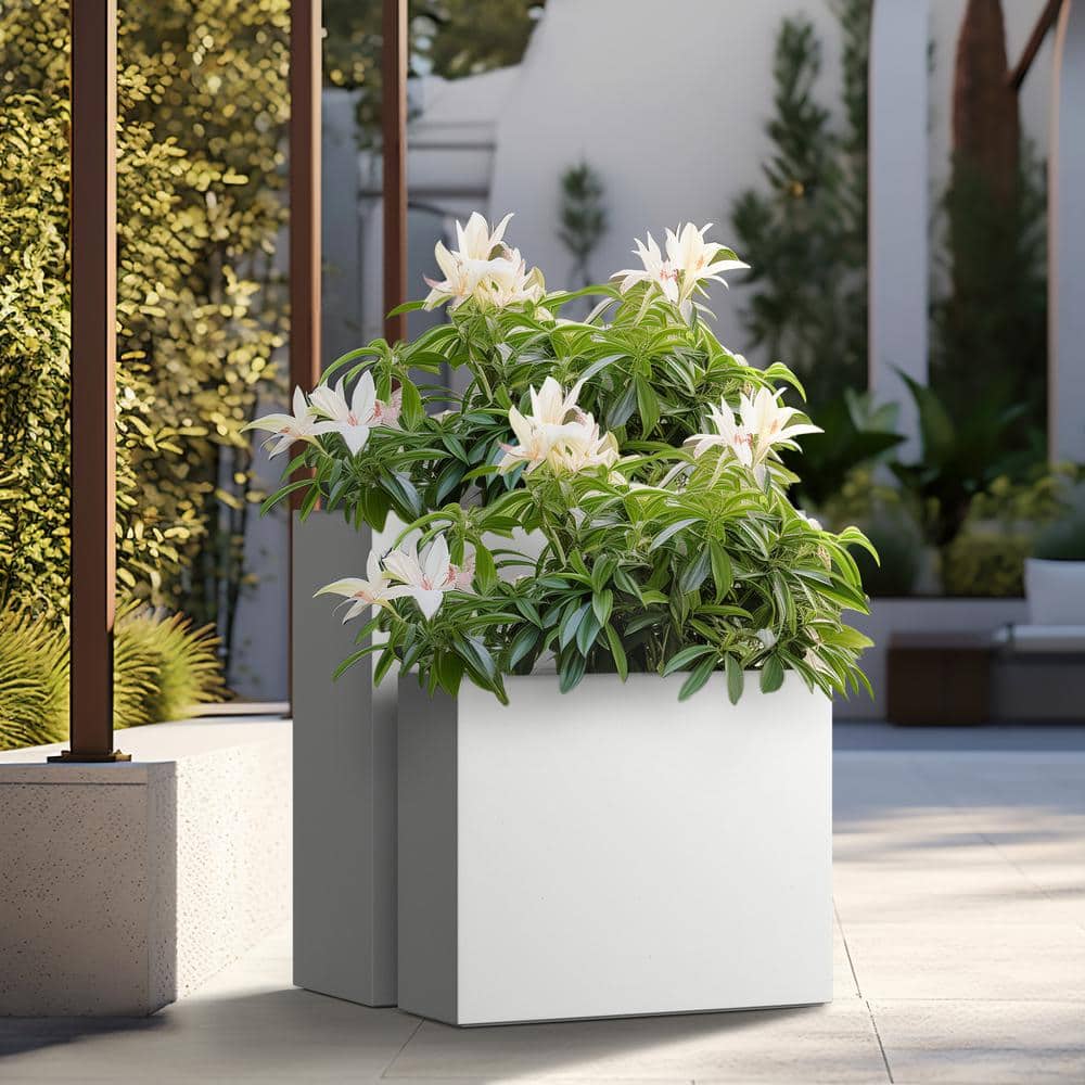 Sapcrete Modern 16 in., 24 in. H Large Tall Crisp White Concrete ...