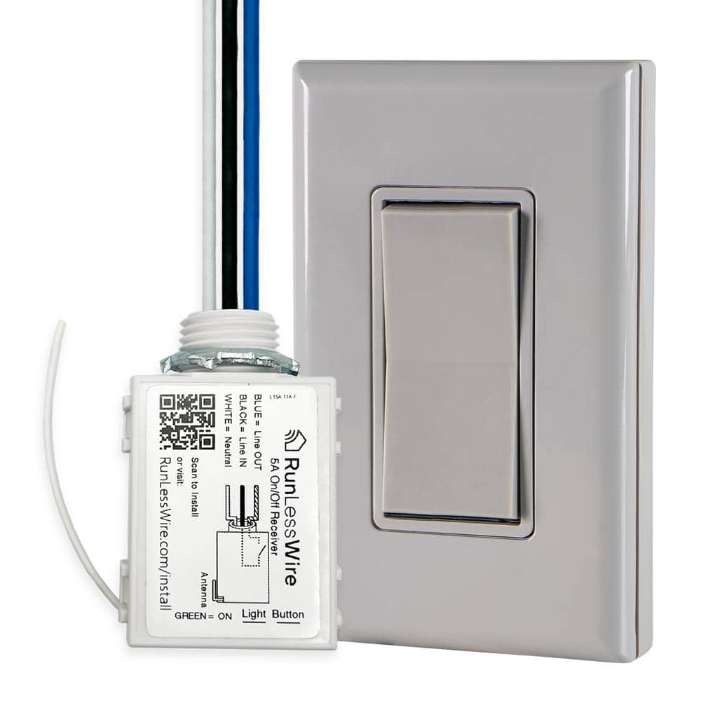 RunLessWire Battery-Free Wireless Light Switch Kit, Single Pole: 1 ...