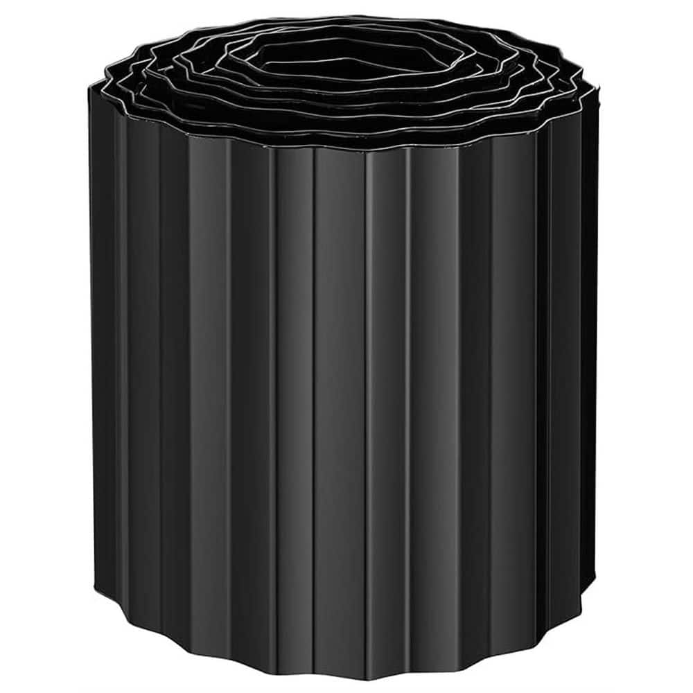 Oyezvary 20 ft. x 6 in. Corrugated Design Black Metal Edging for Lawn ...