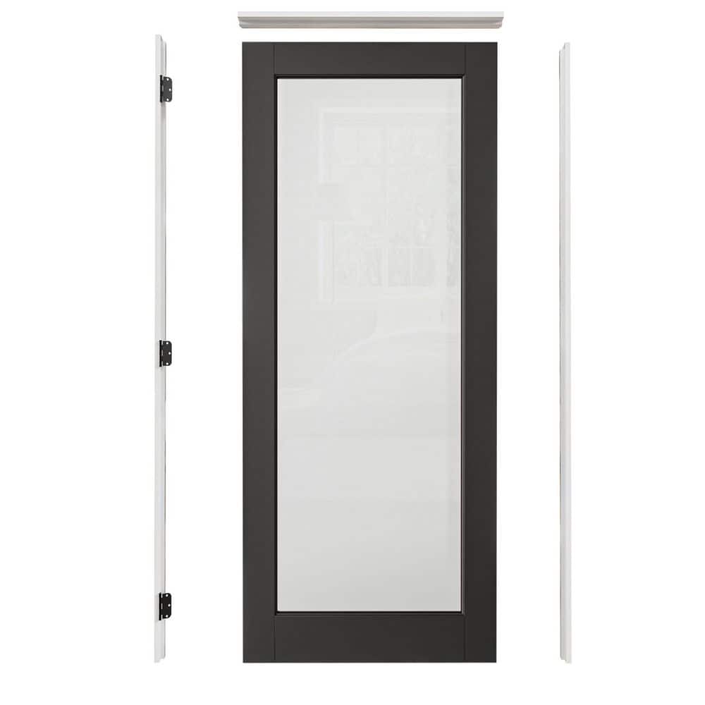 ARK DESIGN 32 in.x 8in. 1-Lite Frosted Glass Right-Hand Black Solid ...