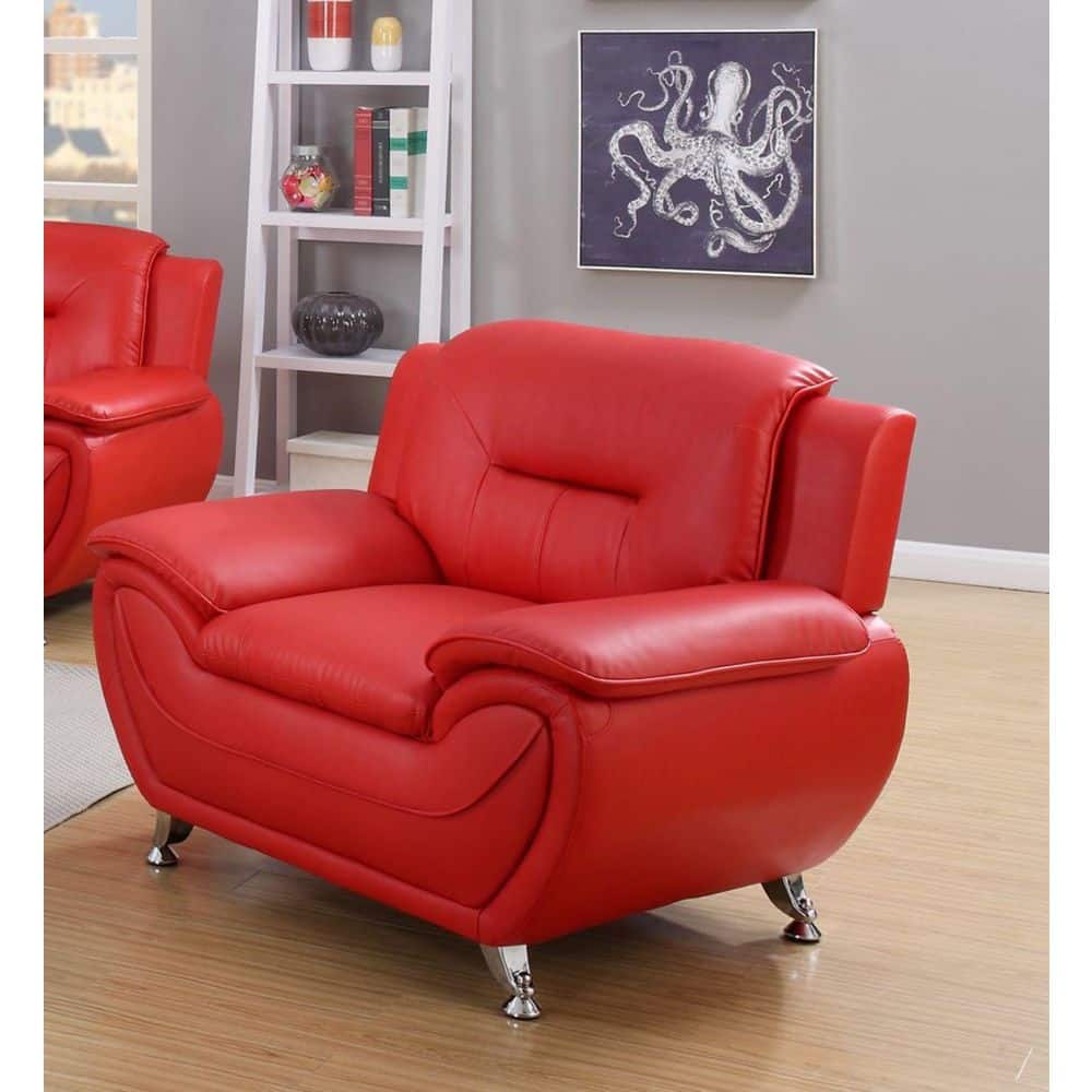 US Pride Furniture Sanuel 47 in. Red Faux Leather Club Chair S5396-C ...