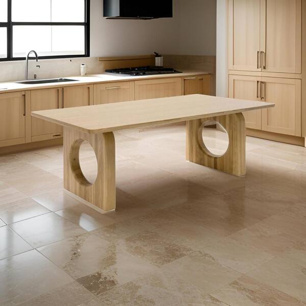 Benjara Cid Ashi Brown Wood 87 in. Double Pedestal Open Dining Table ...