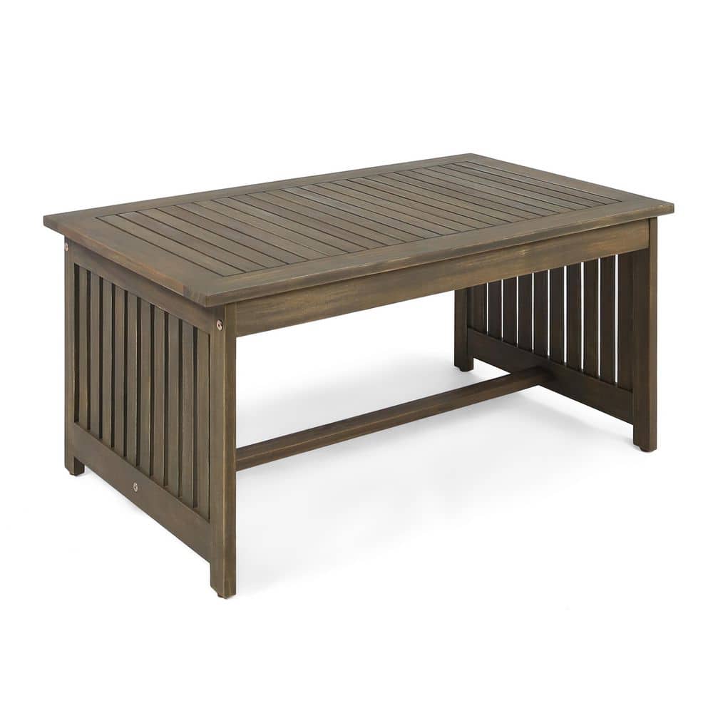 40 in. W x 24 in. D x 18.25 in. H Gray Acacia Wood Rectangular Outdoor ...