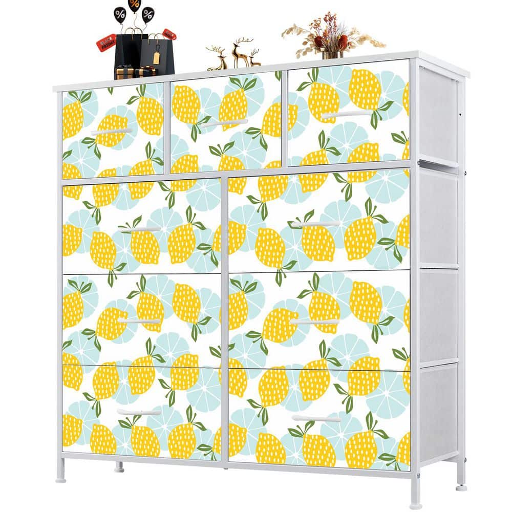 WONDER COMFORT Lemon Paradise White Steel Frame 9 Drawer 11.8 in. Wide ...