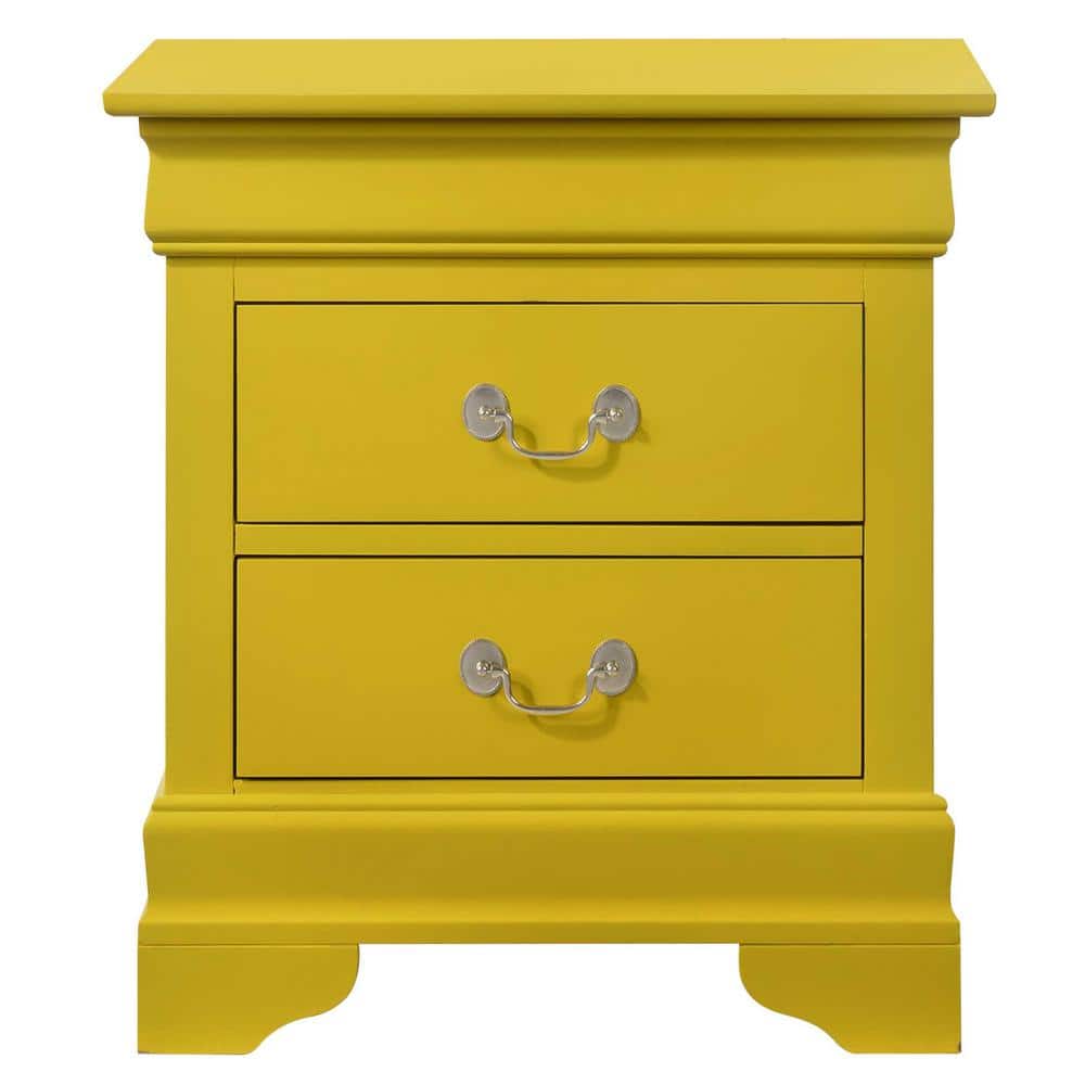 AndMakers Louis Philippe 2-Drawer Yellow Nightstand (24 in. H X 22 in ...