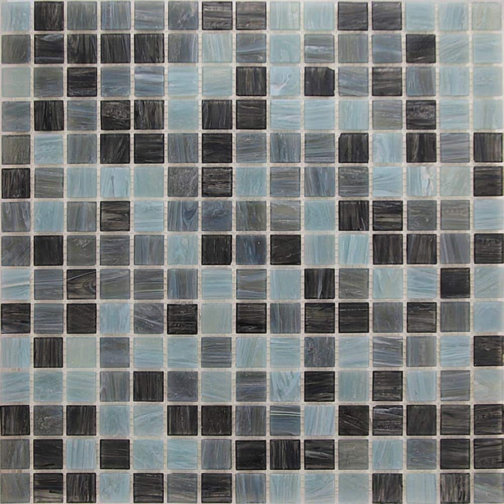 Apollo Tile Mingles 4" x 6" Glossy Dark Gray Glass Mosaic Uniform ...
