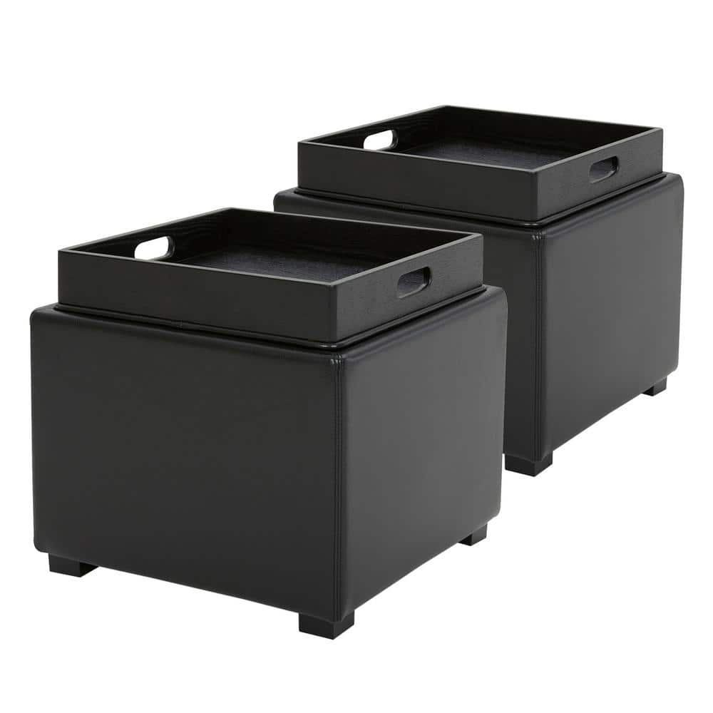 Spruce & Spring Riley 18 in. Wide Leather Contemporary Square Storage ...