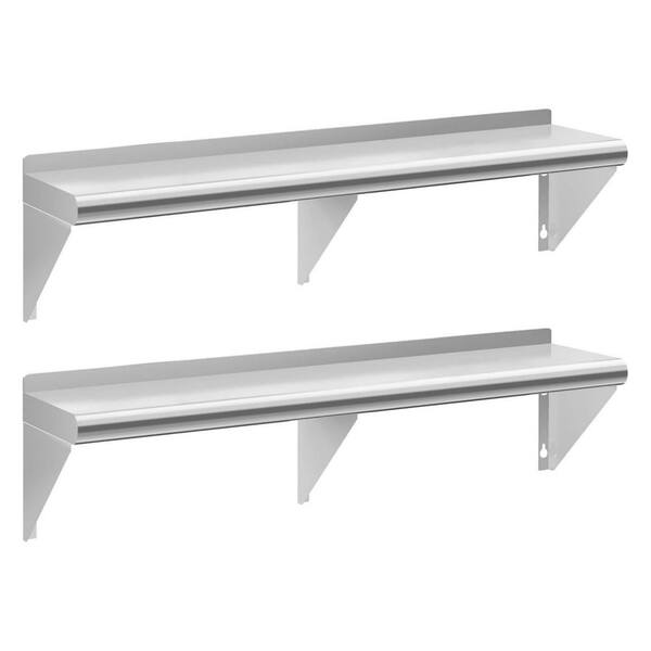 Numhew 2-Pack 60 in. W x 12 in. D x 14.8 in. H Wall Mounted Stainless ...
