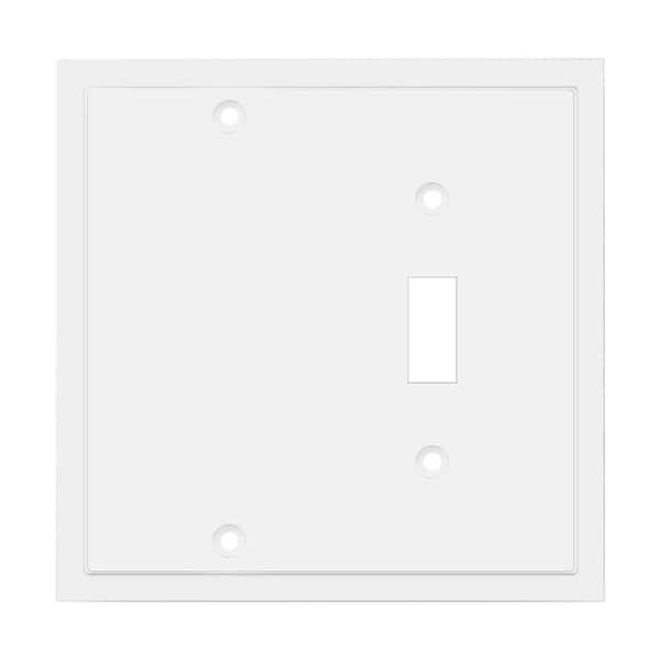 1 Piece Modern Edge Series 1-Gang White 1-Toggle / 1-Blank Plastic Wall ...