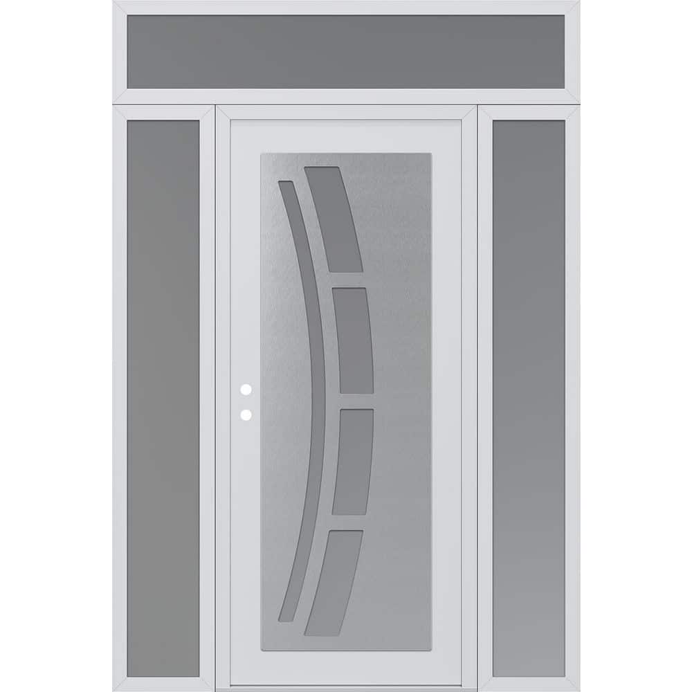 Tessari Doors C12 68 in. x 96 in. Silver P Right-Hand/Inswing Frosted ...