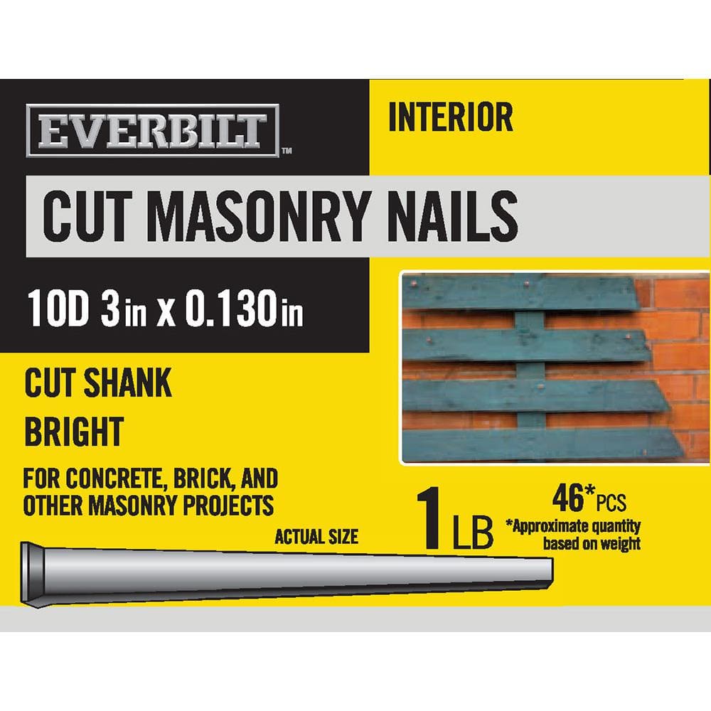 Everbilt 10D 3 in. Cut Masonry Nails Bright 1 lb (Approximately 46 ...