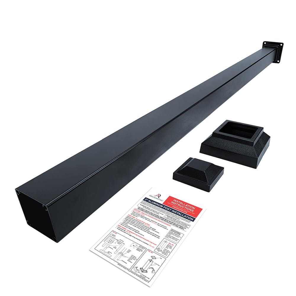 Aria Railing 3 in. x 3 in. x 48 in. Black Powder Coated Aluminum Deck ...