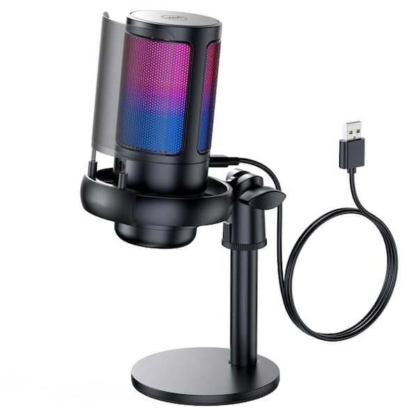 Ahfiwaso RGB Gaming Microphone USB PC Condenser Mic with Mute Tripod ...