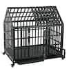 Tunearary 44 in. Black Metal Movable Dog Cage with 2-Detachable Trays ...