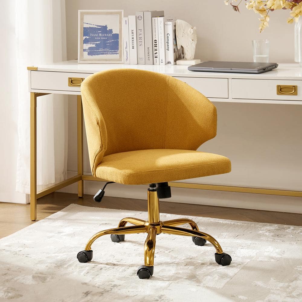JAYDEN CREATION Vicenta Mustard Modern Upholstery Mid-Height Backrest ...